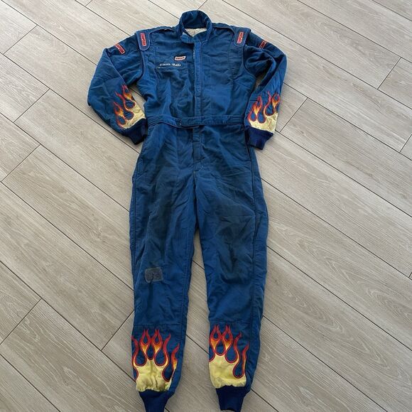 Other | Vintage Simpson Driver Fire Suit Blue Flames Nomex Made Usa ...